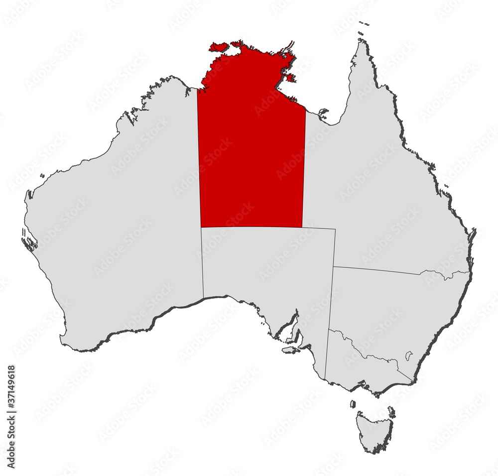 Map of Australia, Northern Treeitory highlighted Stock Vector | Adobe Stock