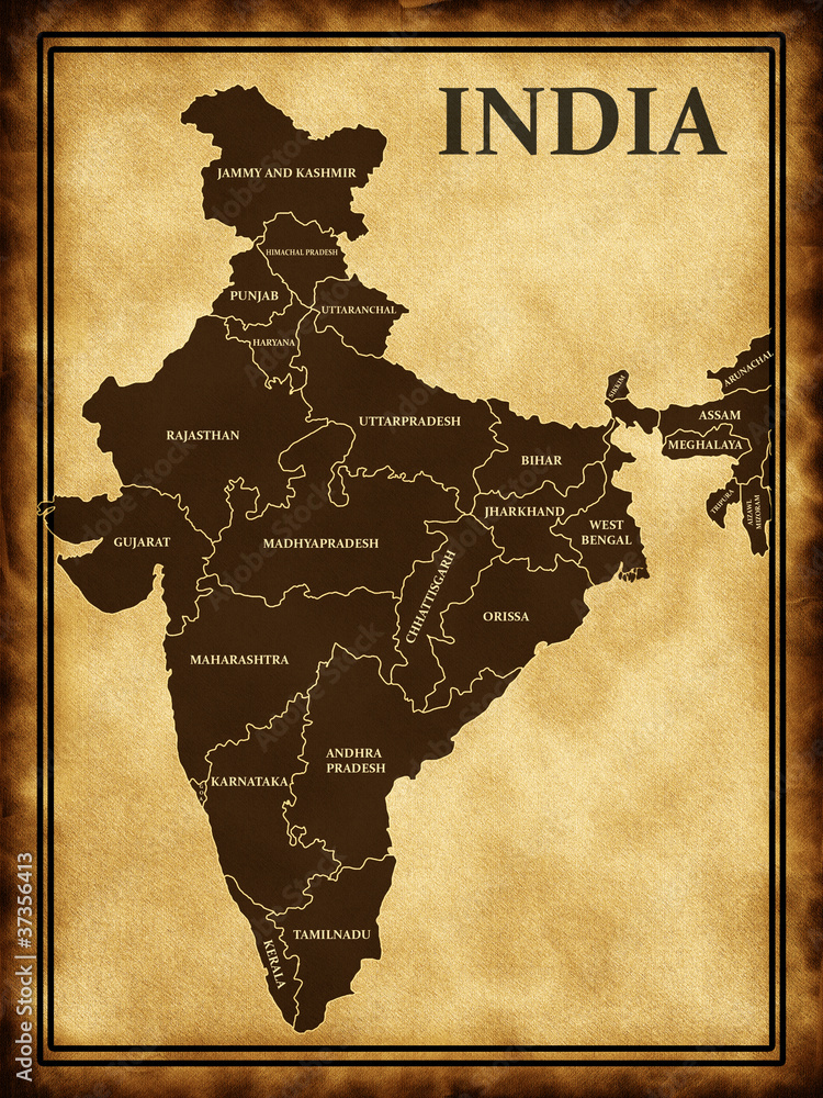 India map with states Stock Illustration | Adobe Stock
