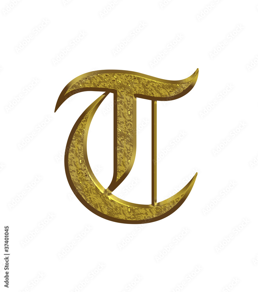 Illustration Stock T - Alphabet en or - Lettrine | Adobe Stock