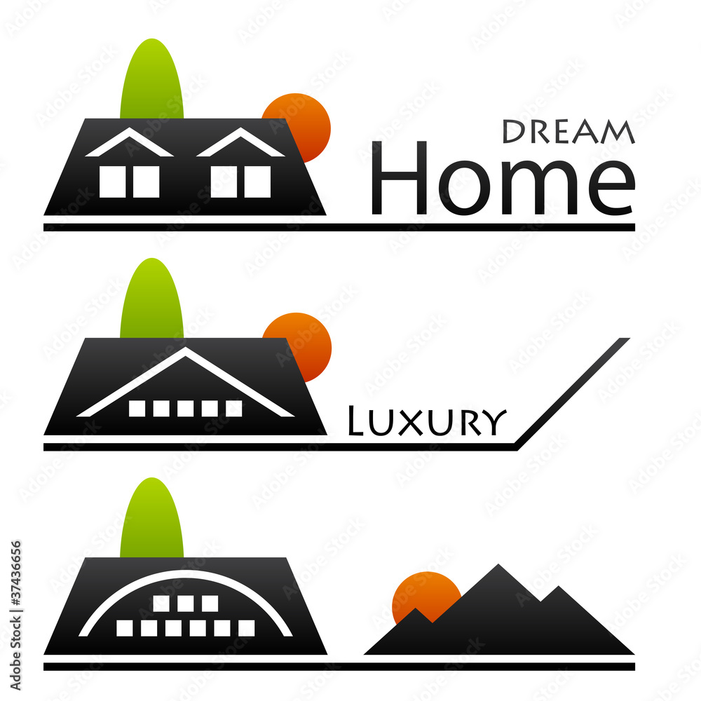 vector house roof pictograms Stock Vector | Adobe Stock