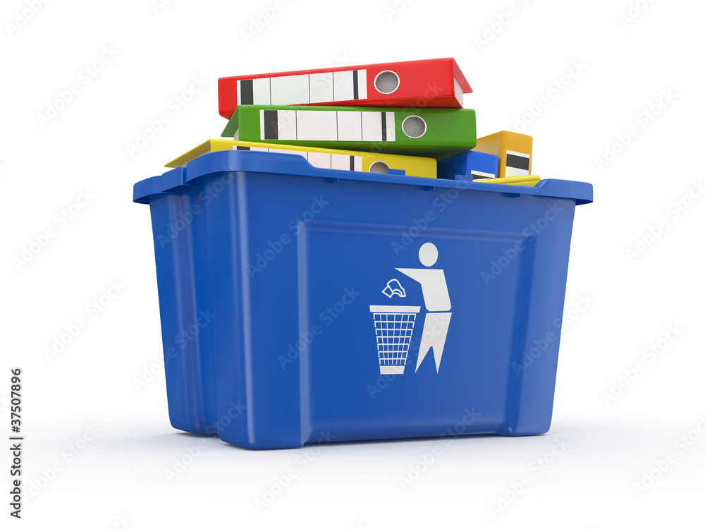 Folders in recycle bin. 3d Stock Illustration | Adobe Stock