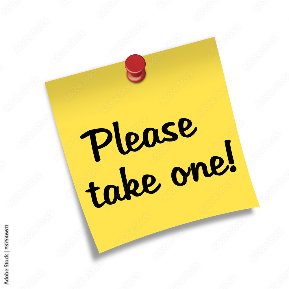 Post-it con chincheta texto Please take one! Stock Illustration | Adobe ...