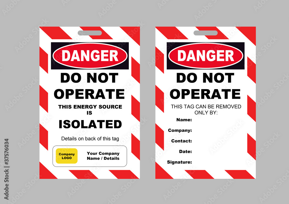 Lock out / Tag out Card (LOTO) Stock Illustration | Adobe Stock