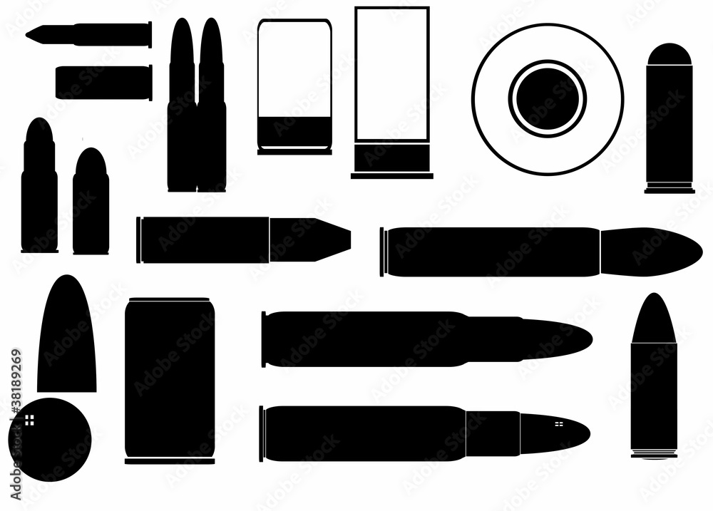 silhouette bullets, shells and cartridge Stock Illustration | Adobe Stock