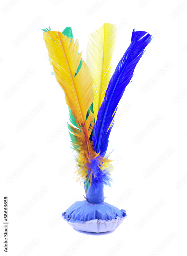 Colorful shuttlecock on white background Stock Photo | Adobe Stock