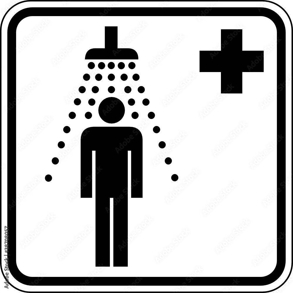 Notfall-Dusche Badezimmer Schild Zeichen Symbol Stock Vector | Adobe Stock