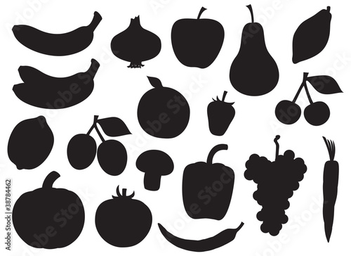 Fruit and vegetable silhouette collection Stock Vector | Adobe Stock