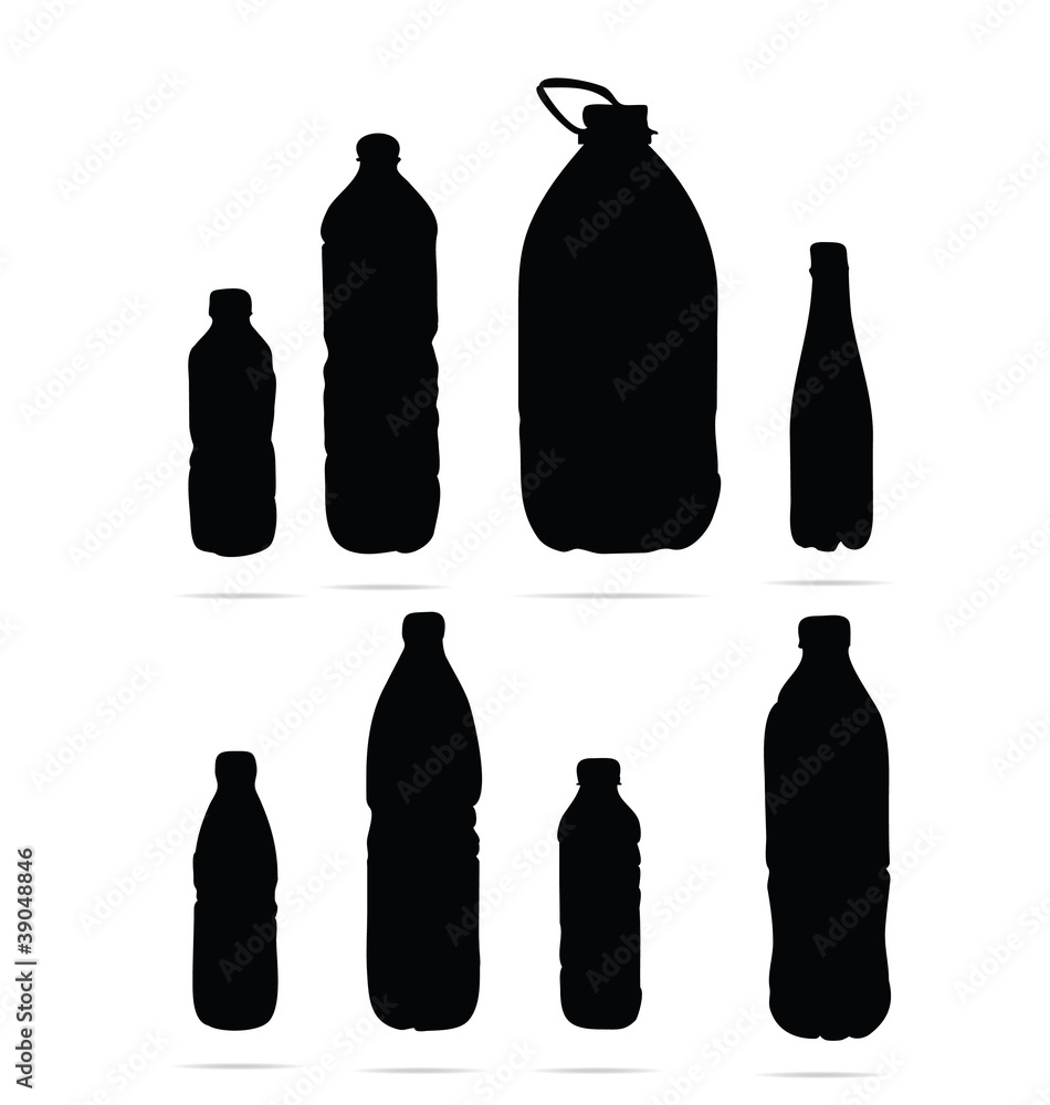 plastic bottles symbols set black color Stock Vector | Adobe Stock
