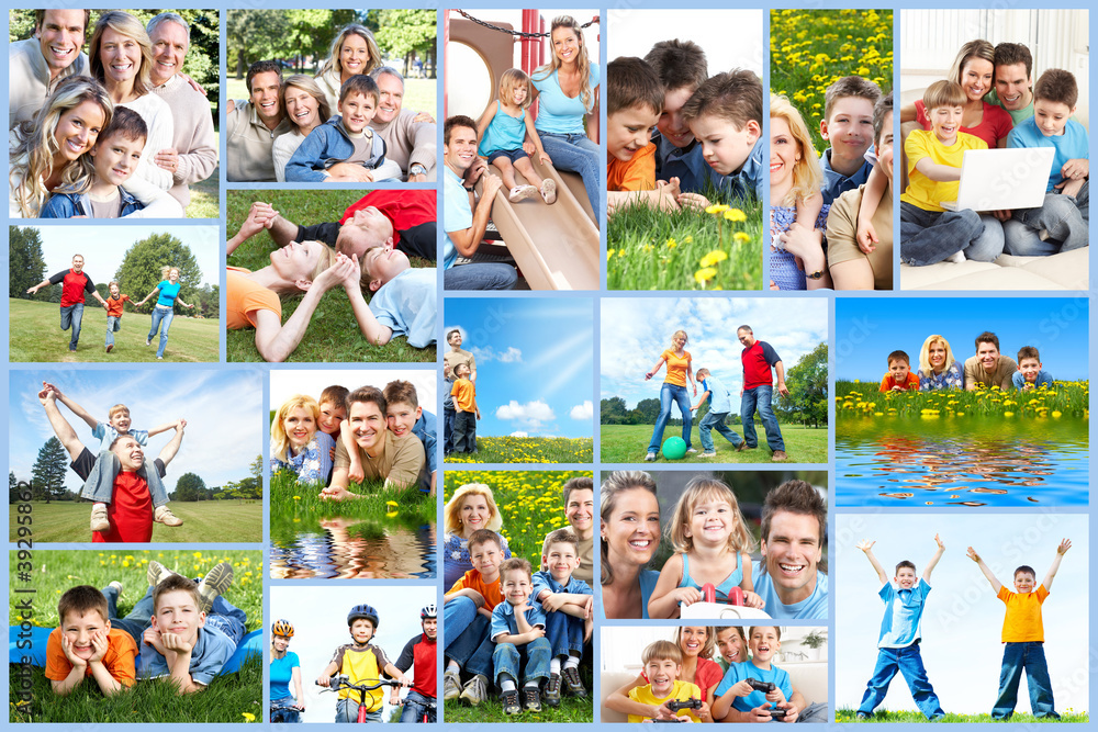 Happy family collage. Stock Photo | Adobe Stock