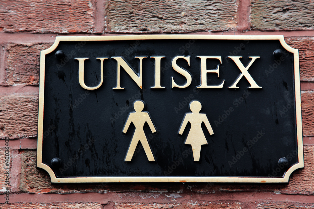 Gold restroom signs unisex Stock Photo | Adobe Stock