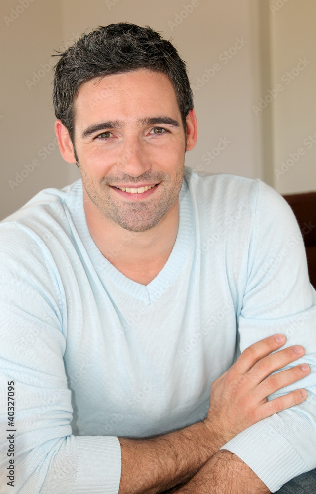 Portrait of handsome 30-year-old man Stock Photo | Adobe Stock