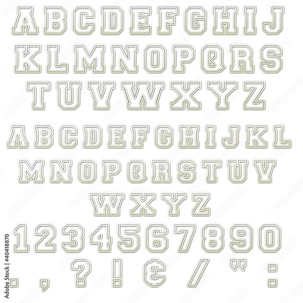 Block Letter Alphabet & Numbers Stock Illustration | Adobe Stock