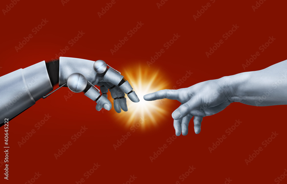 Michelangelo: Creation of Adam. Robot Hand. Stock Photo | Adobe Stock