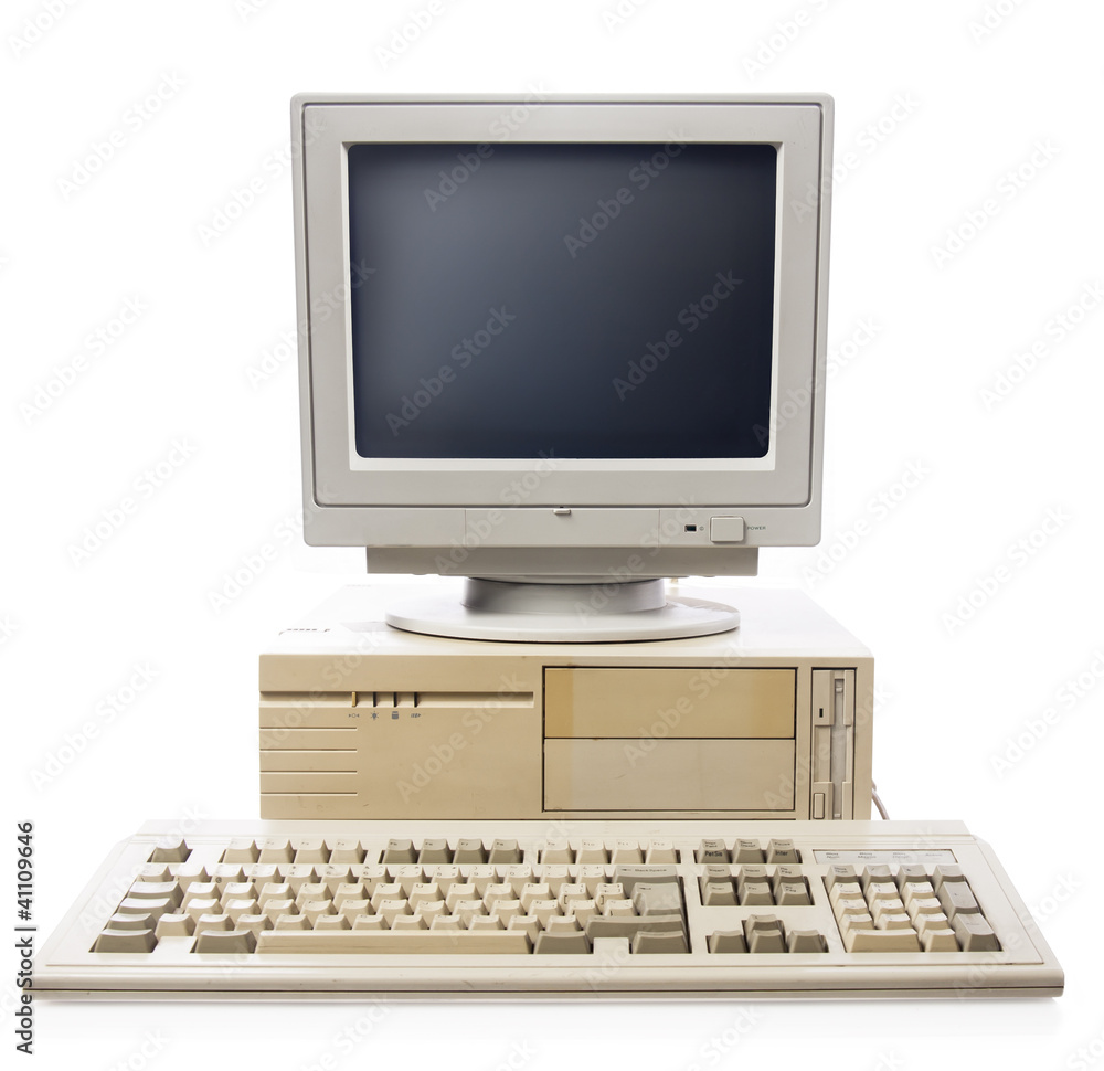 Old Computer Keyboard Cpu And Monitor Stock Photos