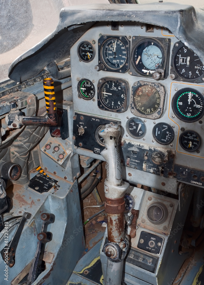Cockpit of the Fouga Magister jet plane Stock Photo | Adobe Stock