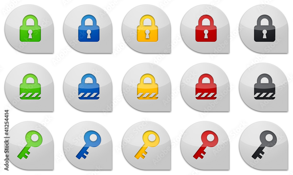 Stock-Illustration „Schloss und Schlüssel glossy icons“ | Adobe Stock