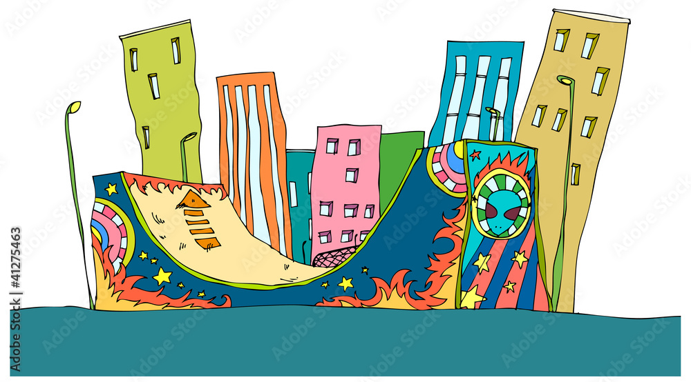 Ramp and building exterior Stock Vector | Adobe Stock