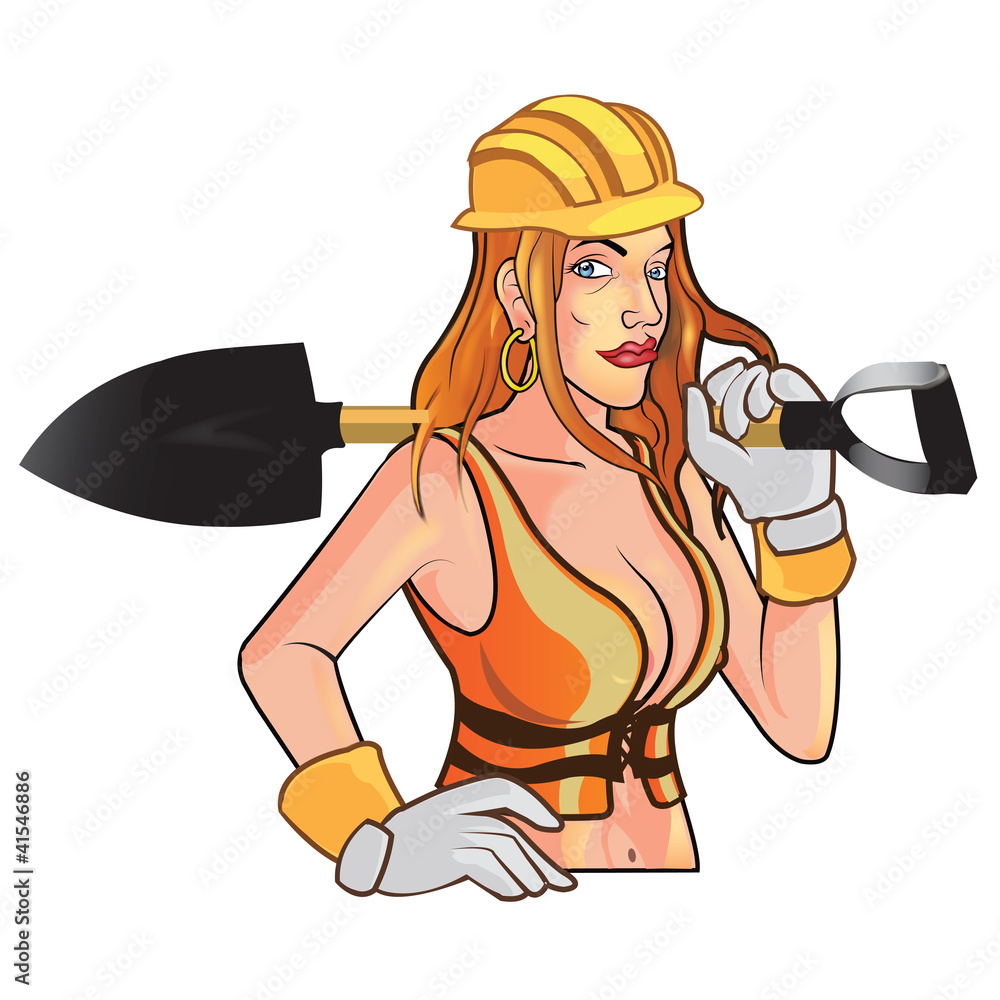 Vector de Stock Sexy Construction Worker mascot | Adobe Stock