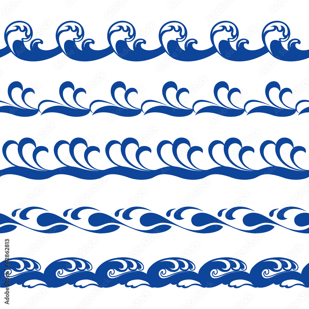 Seamless wave borders Stock Vector | Adobe Stock