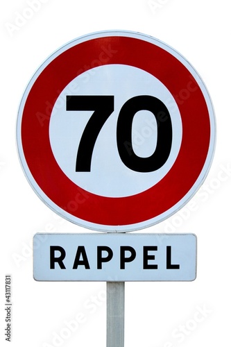 Rappel de limitation de vitesse de 70 km/h – kaufen Sie dieses Foto und ... Rappel de limitation de vitesse de 70 km/h – kaufen Sie dieses Foto und ...