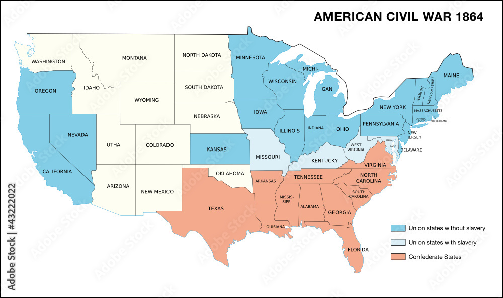 American Civil War Map Stock Vector | Adobe Stock