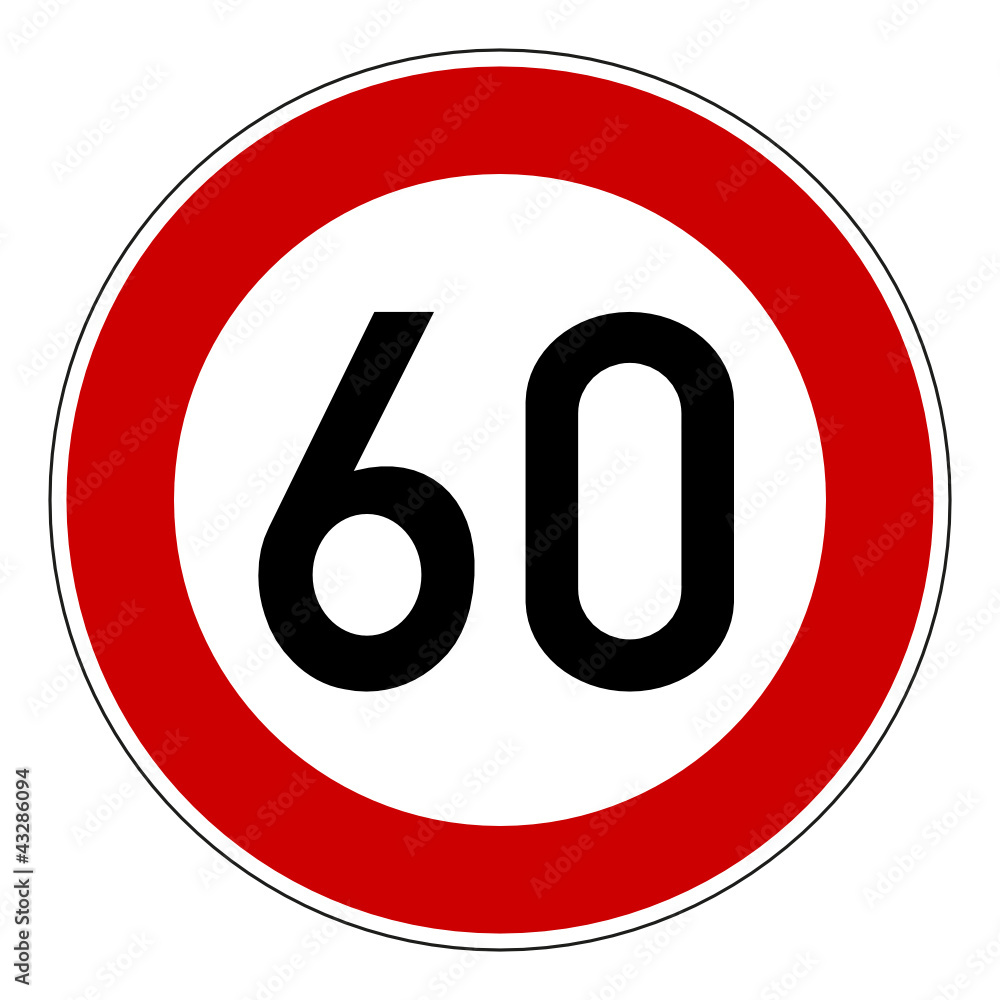 Verkehrszeichen - Höchstgeschwindigkeit 60 km/h Stock Vector | Adobe Stock