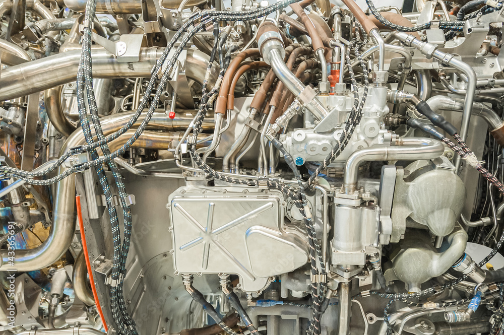 complex passenger jet engine detail Stock Photo | Adobe Stock
