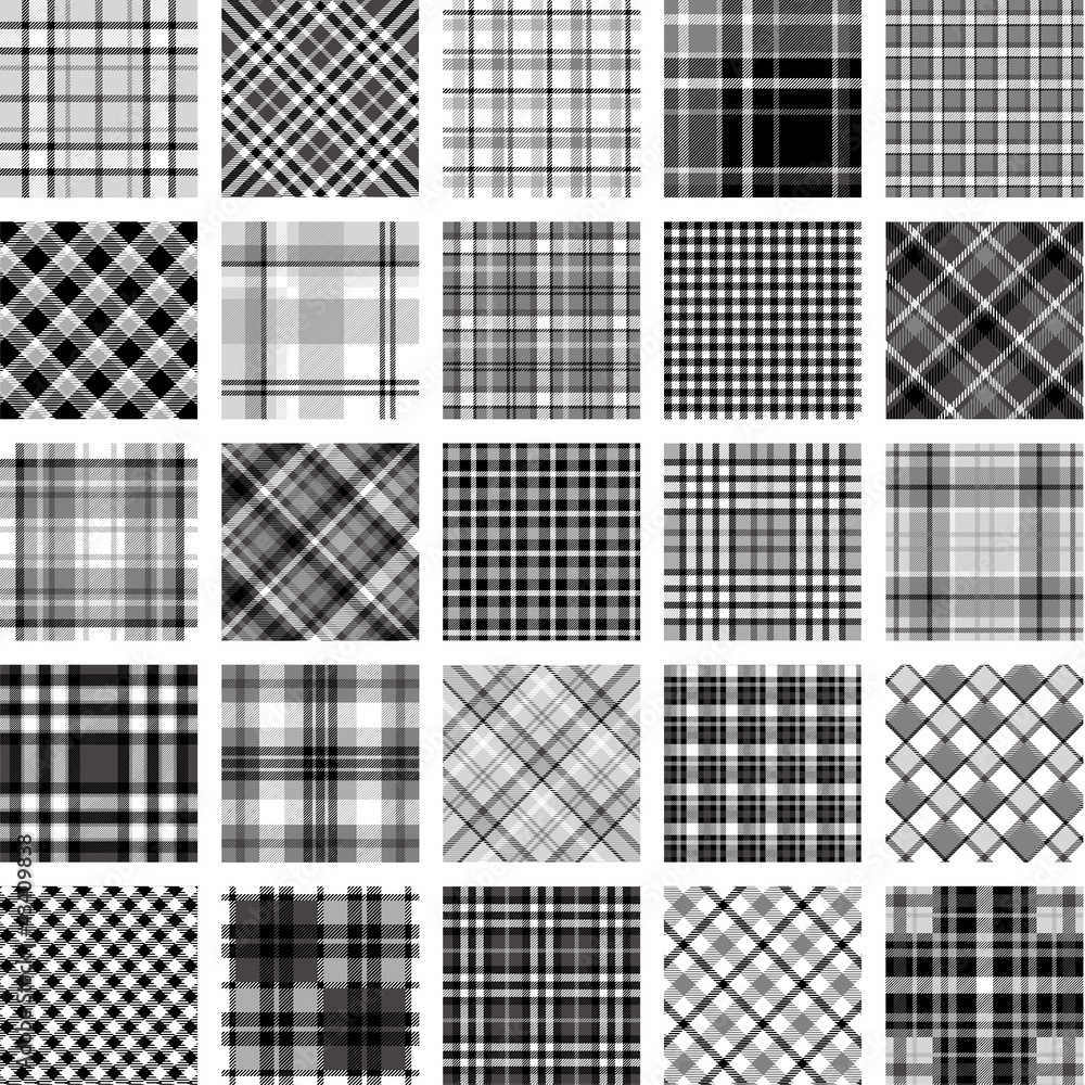 B&W big plaid pattern set Stock Vector | Adobe Stock