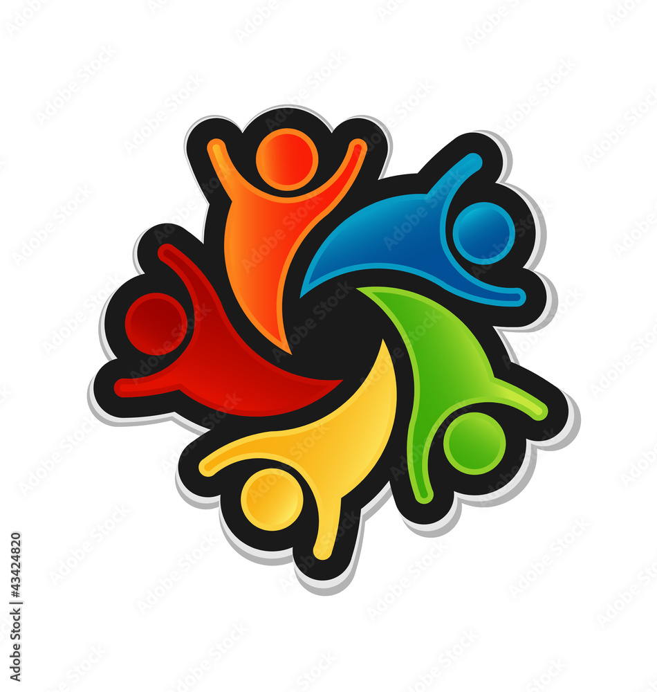 Happy Teamwork sticker Stock Vector | Adobe Stock