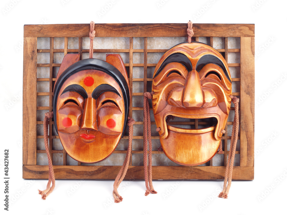 Wooden korean masks. Korean souvenir. Stock Photo | Adobe Stock