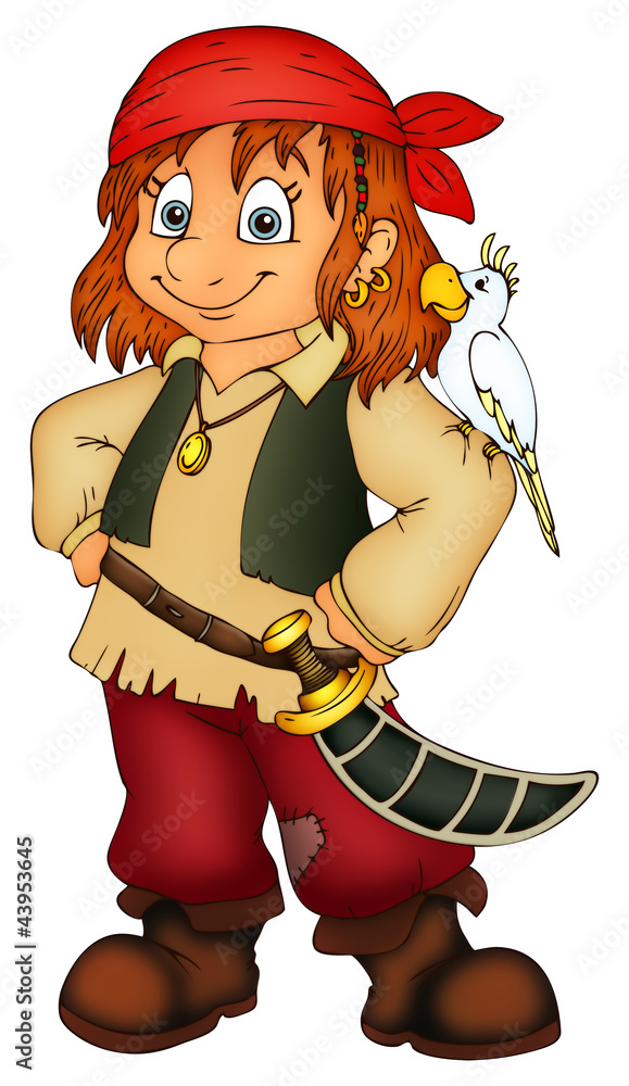Pirat, Piratin, Kind, Mädchen, Karneval Stock Illustration | Adobe Stock
