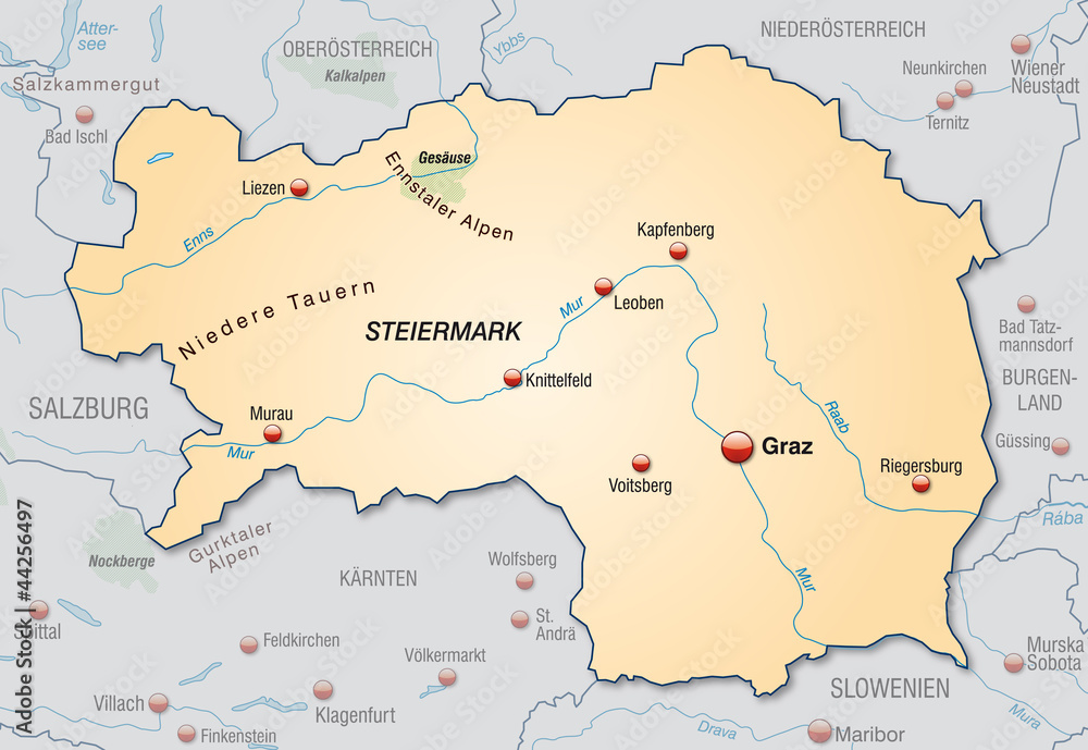 Karte Der Steiermark - Stock - GamesAgeddon