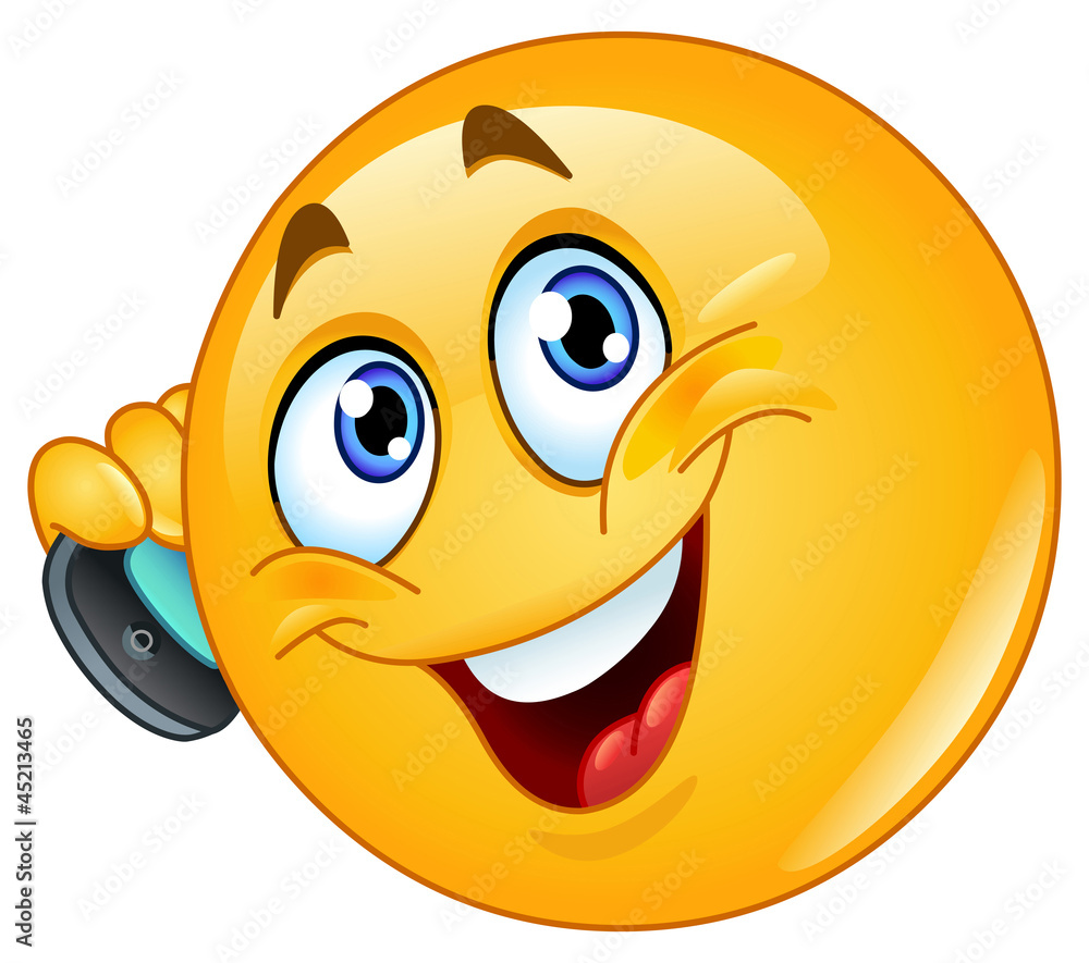 Emoticon with cell phone Stock Vector | Adobe Stock