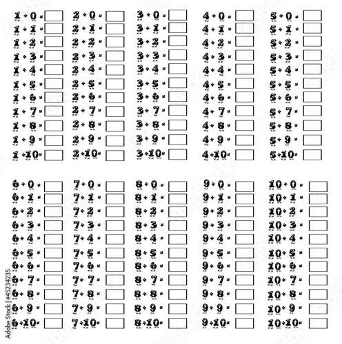 Tablas de sumar. ilustración de Stock | Adobe Stock