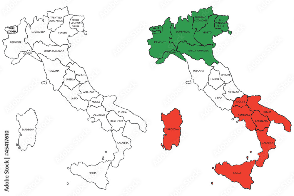 Vettoriale stock di Italia regioni | Adobe Stock
