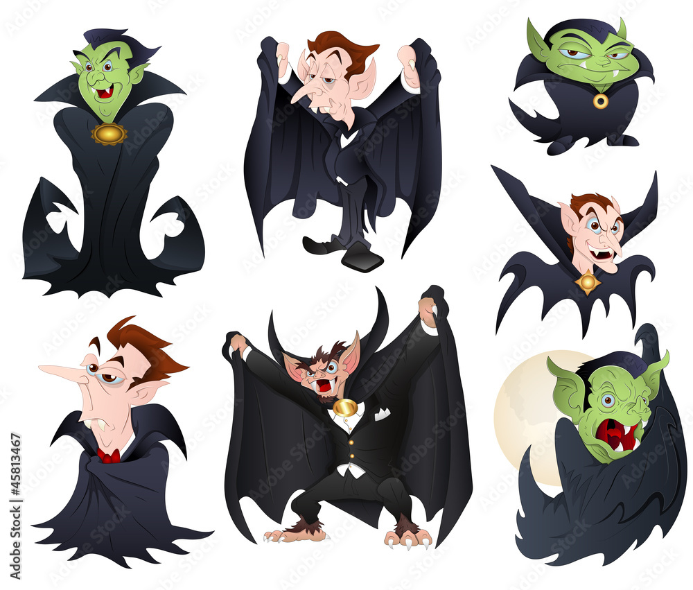 Vector Illustrations of Dracula and Vampires n Monsters Stock Vector ...