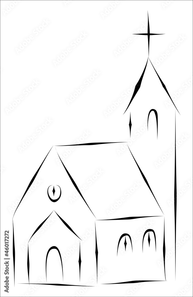 Little Church - Simple Sketch Stock Illustration | Adobe Stock