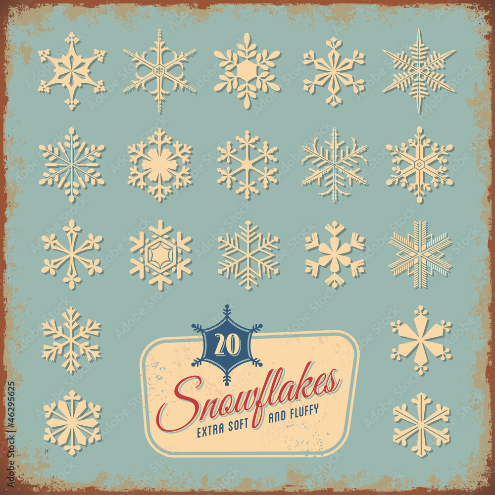 retro snowflake collection Stock Vector | Adobe Stock