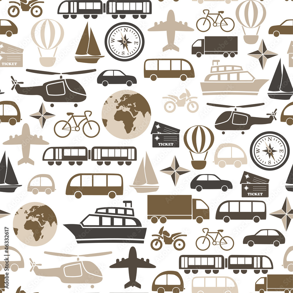 seamless pattern with transport icons Stock Vector | Adobe Stock