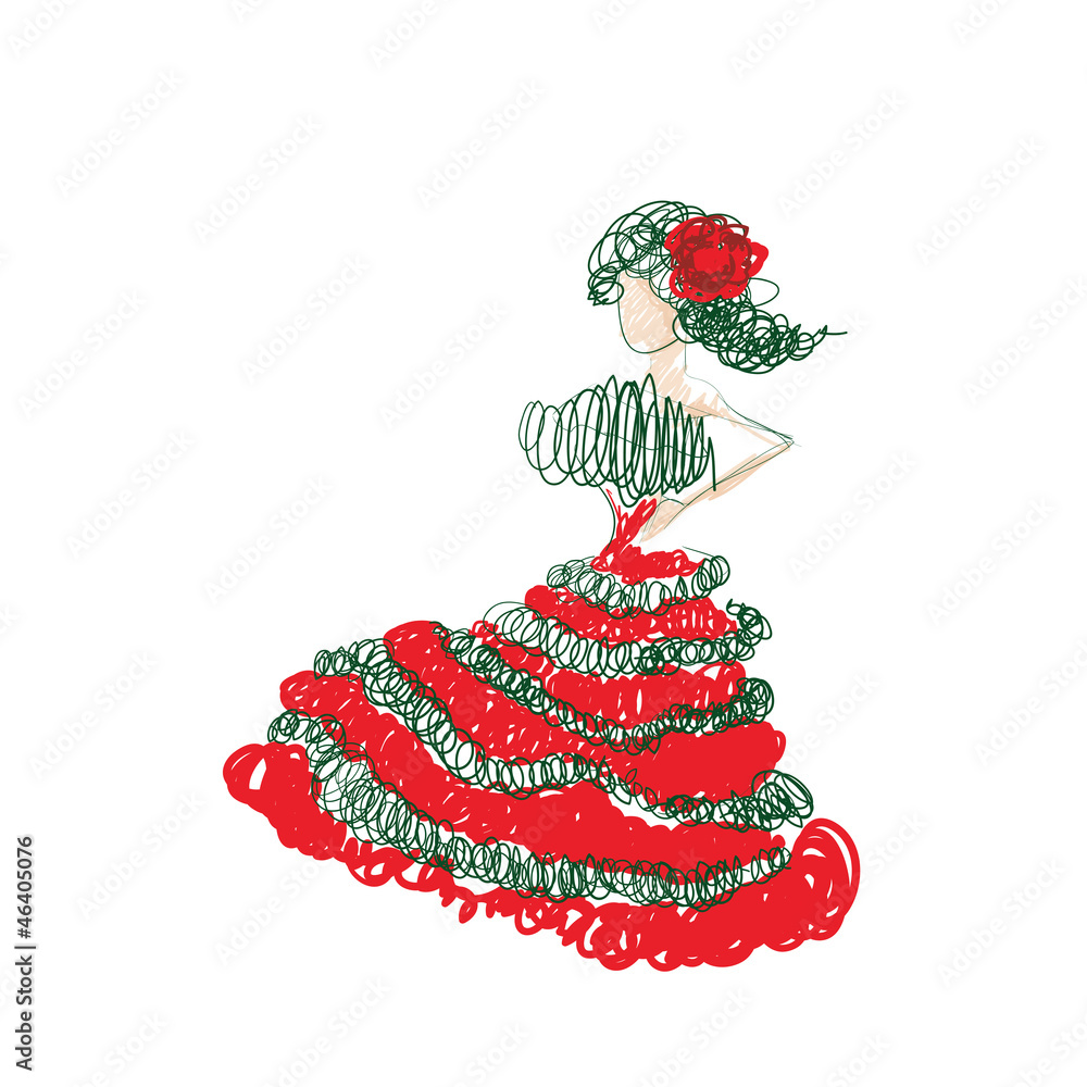 Illustration of gypsy woman sketch Stock Vector | Adobe Stock