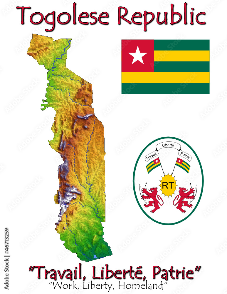 Togo Africa national emblem map symbol motto Stock Vector | Adobe Stock