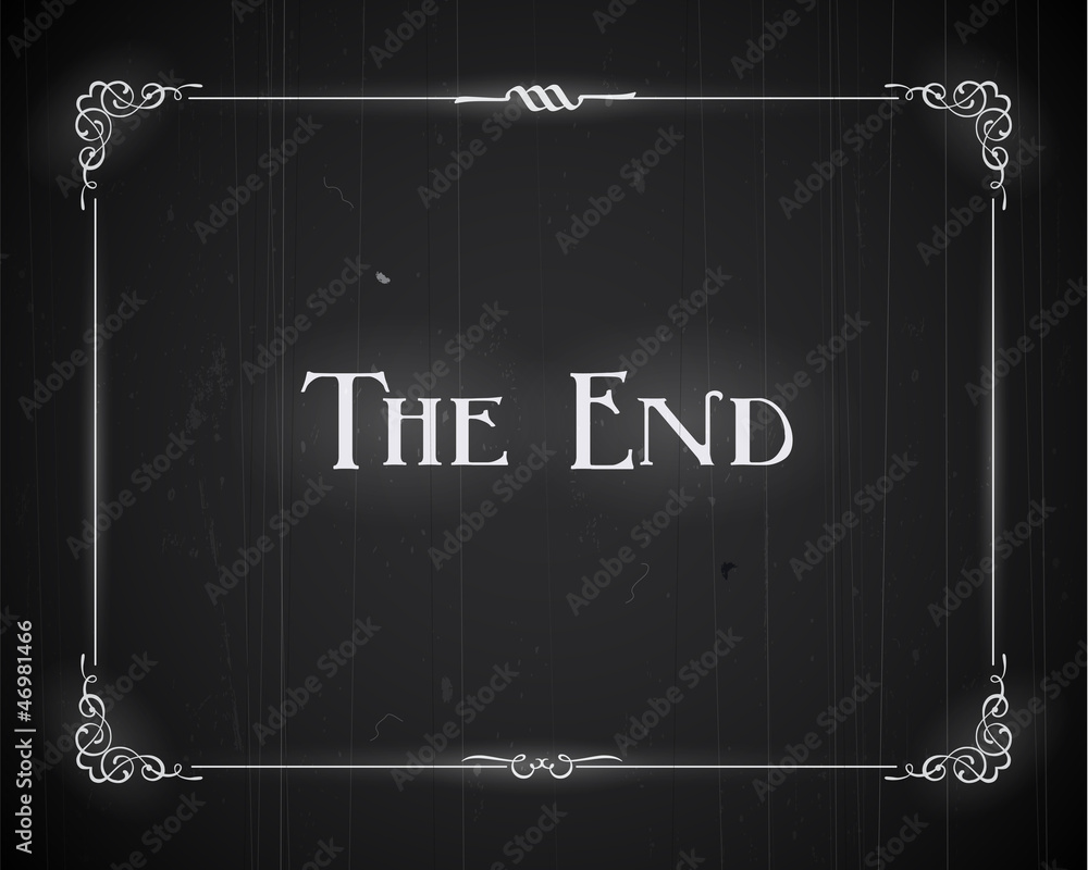 Realistic retro movie ending screen - The End - Editable Vector. Stock ...