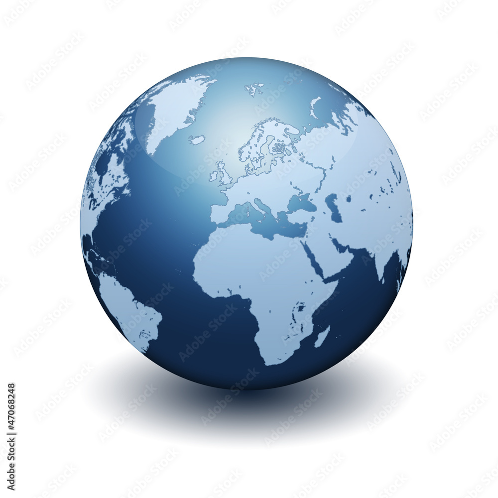 Vector de Stock 3D Globe Globus Weltkugel Weltkarte World Map Erde ...