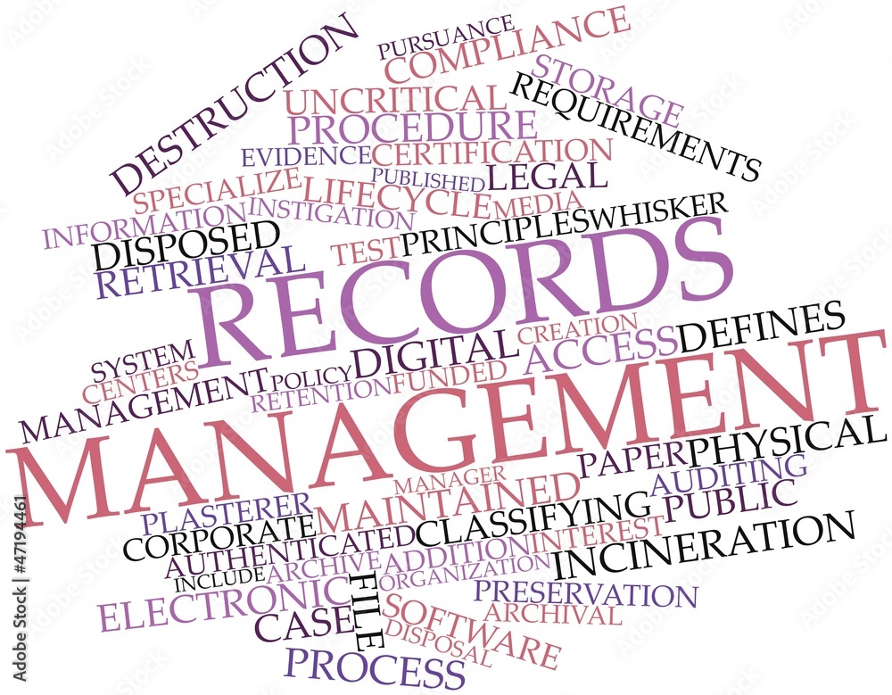 Ilustración de Stock Word cloud for Records management | Adobe Stock