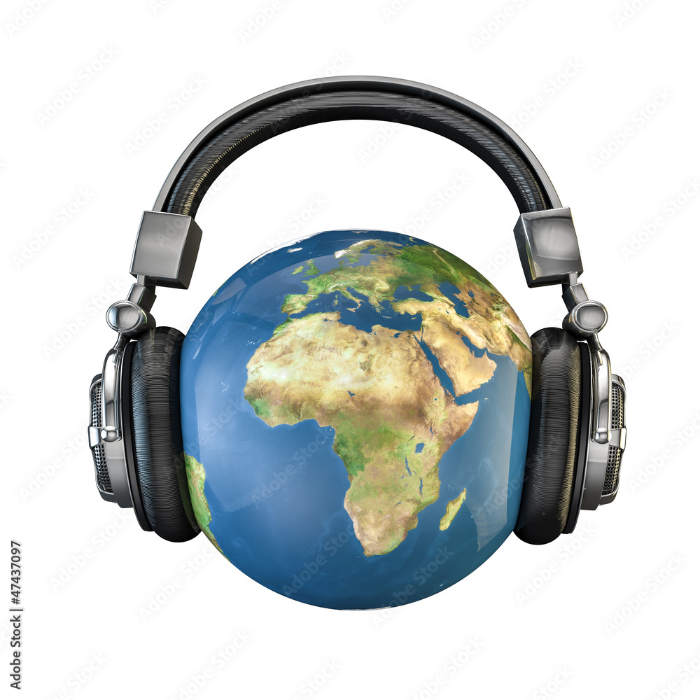 World music, Earth map texture source: cinema4dtutorial.net Stock Photo ...