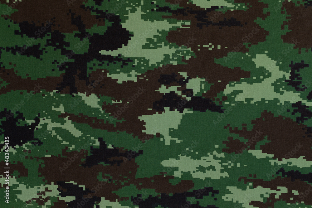 Thai army green woodland digital camouflage fabric texture backg Stock ...