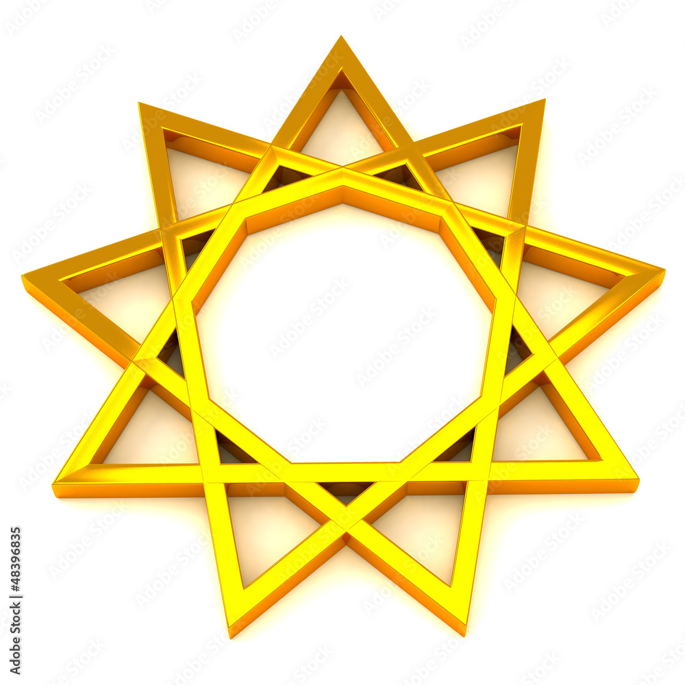 Golden nine pointed star, 3d Stock Illustration | Adobe Stock