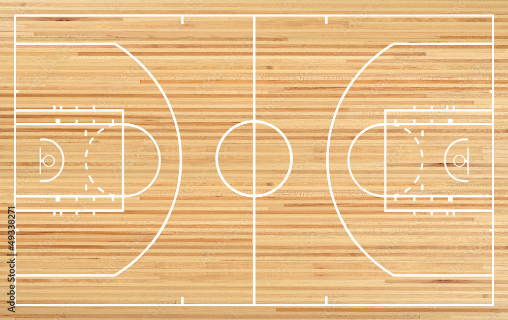 Basketball court floor plan on parquet background Stock Photo | Adobe Stock
