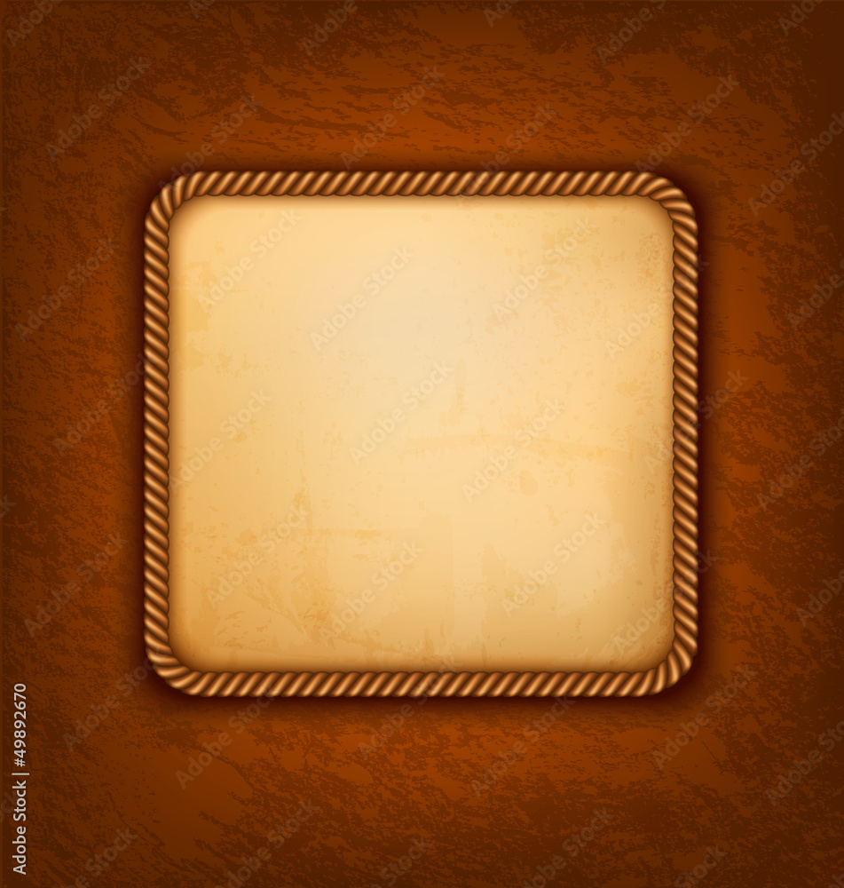 Vintage background with old paper and brown leather. Vector illu Stock ...