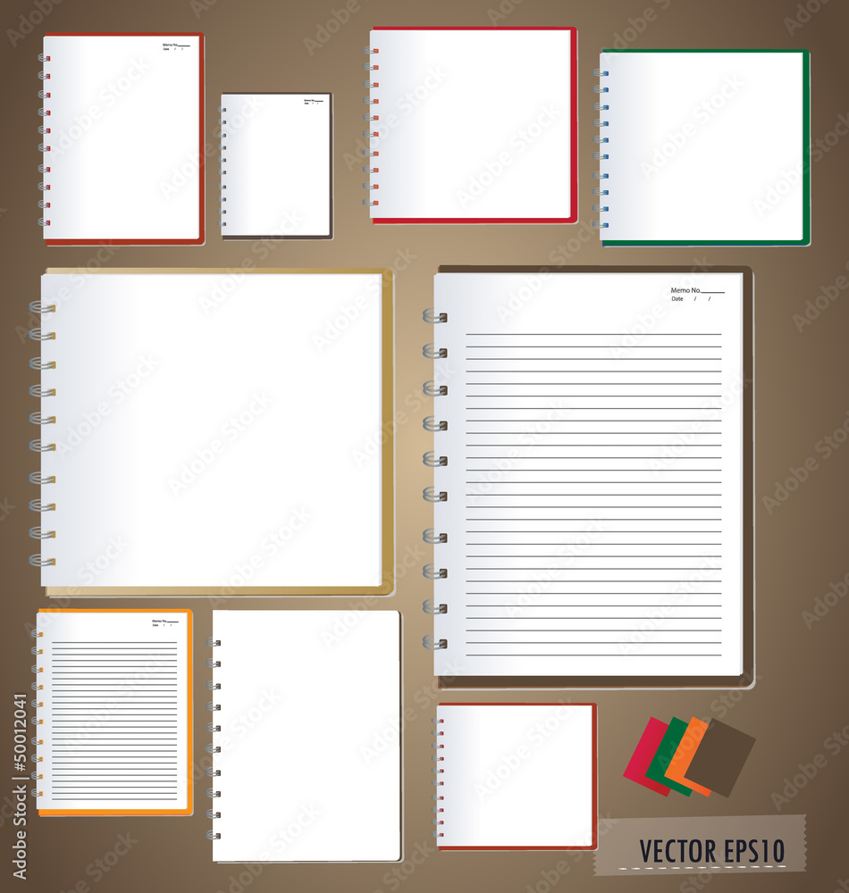 Collection of notebook designs. Vector illustration. Easy editab Stock ...